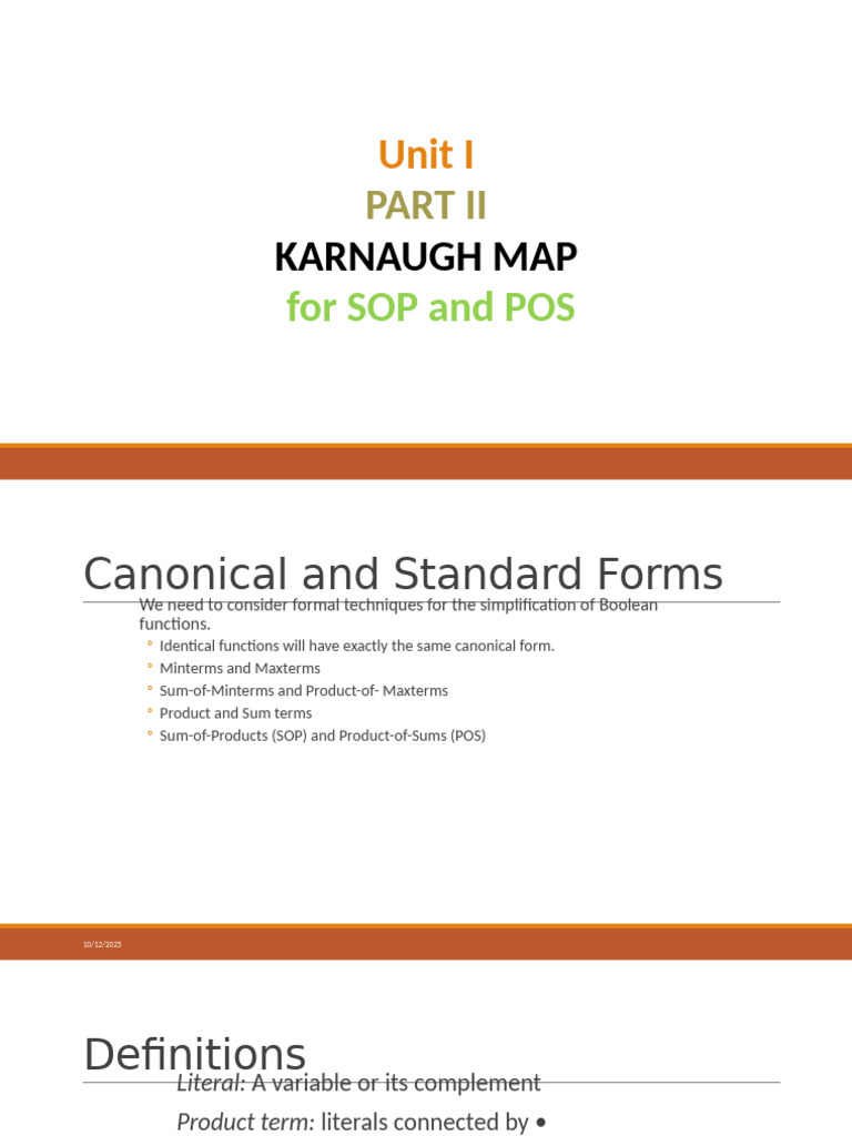Unit I Part II Sop Pos and K Map | PDF | Boolean Algebra | Teaching Mathematics