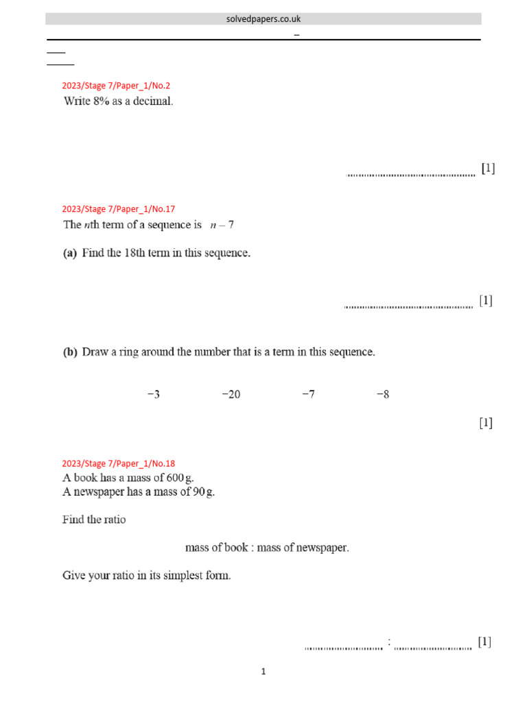 2023 Fractions Decimals Percentages Ratio and Proportion Checkpoint Sec1 Math Progression Stage ...