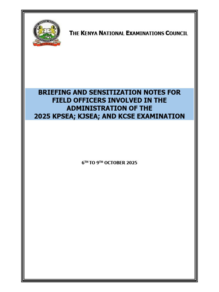 KNEC 2025 Exam Administration Briefing | PDF | Multiple Choice
