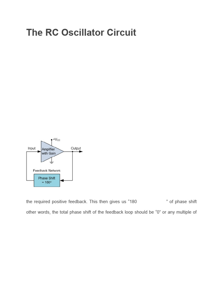 The RC Oscillator Circuit | PDF | Electronic Oscillator | Amplifier