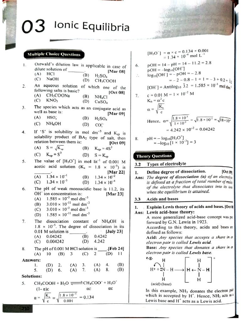 Ionic Equilibrium | PDF