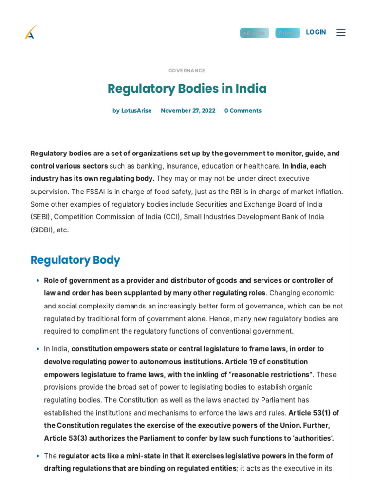Overview of India's Regulatory Bodies | PDF | Insurance | Banks