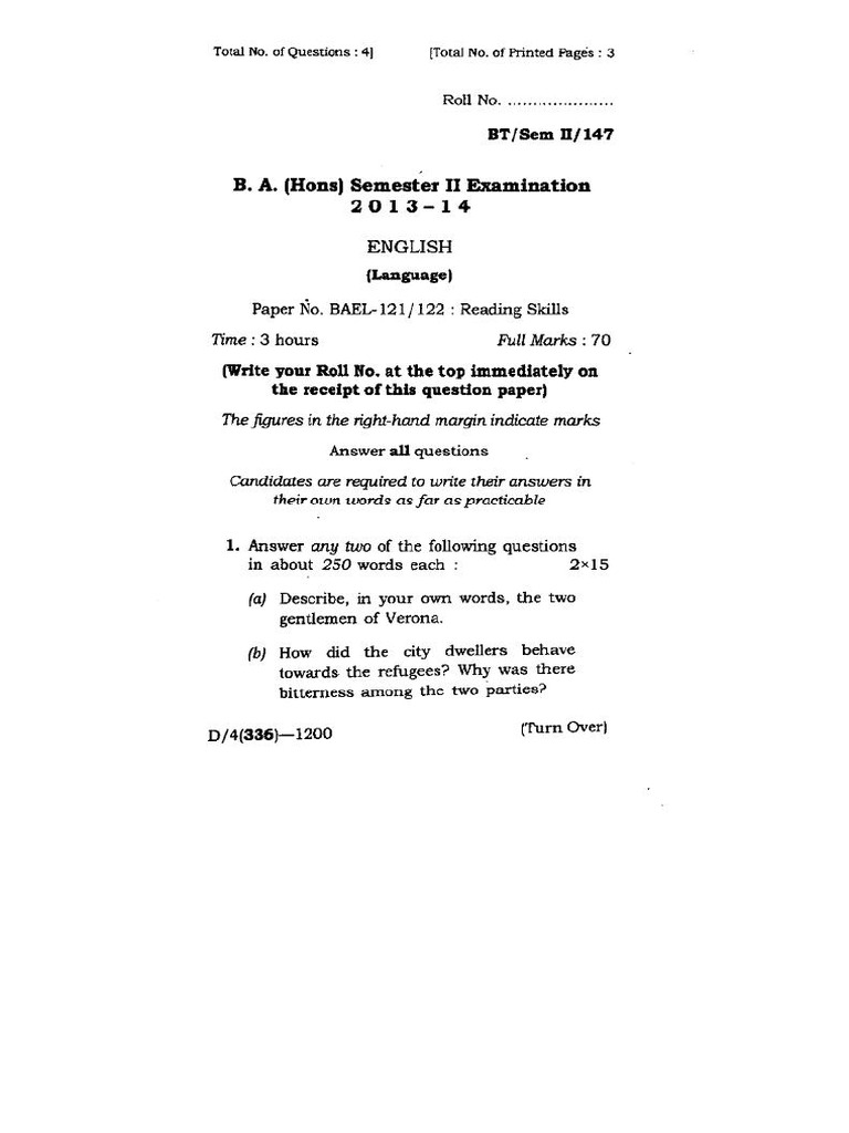 B.A English Sem Ii | PDF