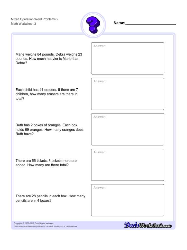 Mixed Operation Math Problems | PDF