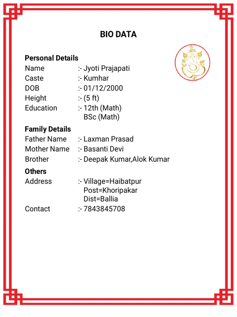 Bio Data | PDF