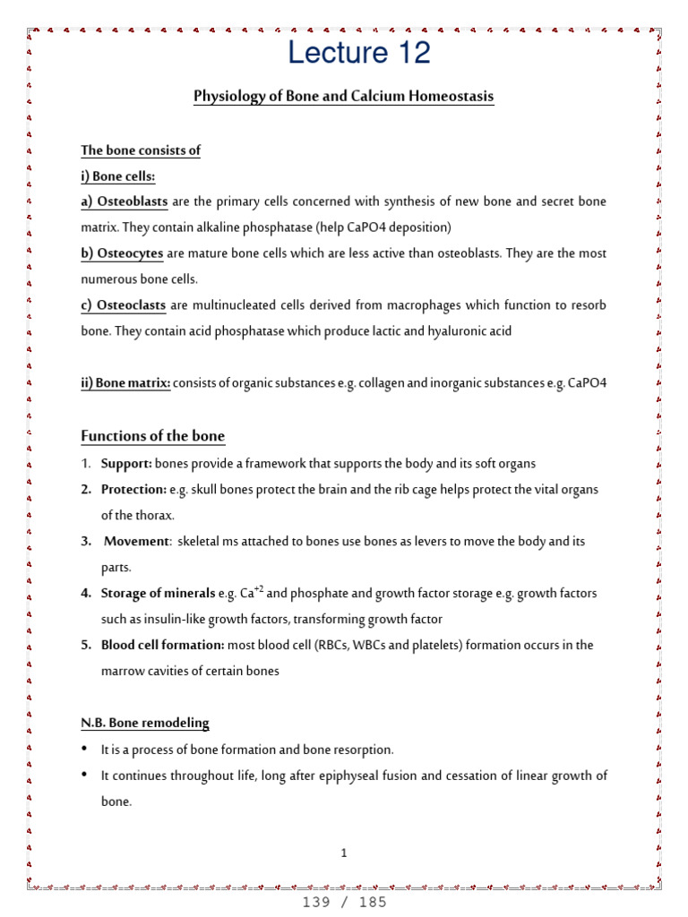 L12 - Physiology of Bone and Regulation of Blood Calcium | PDF | Bone ...