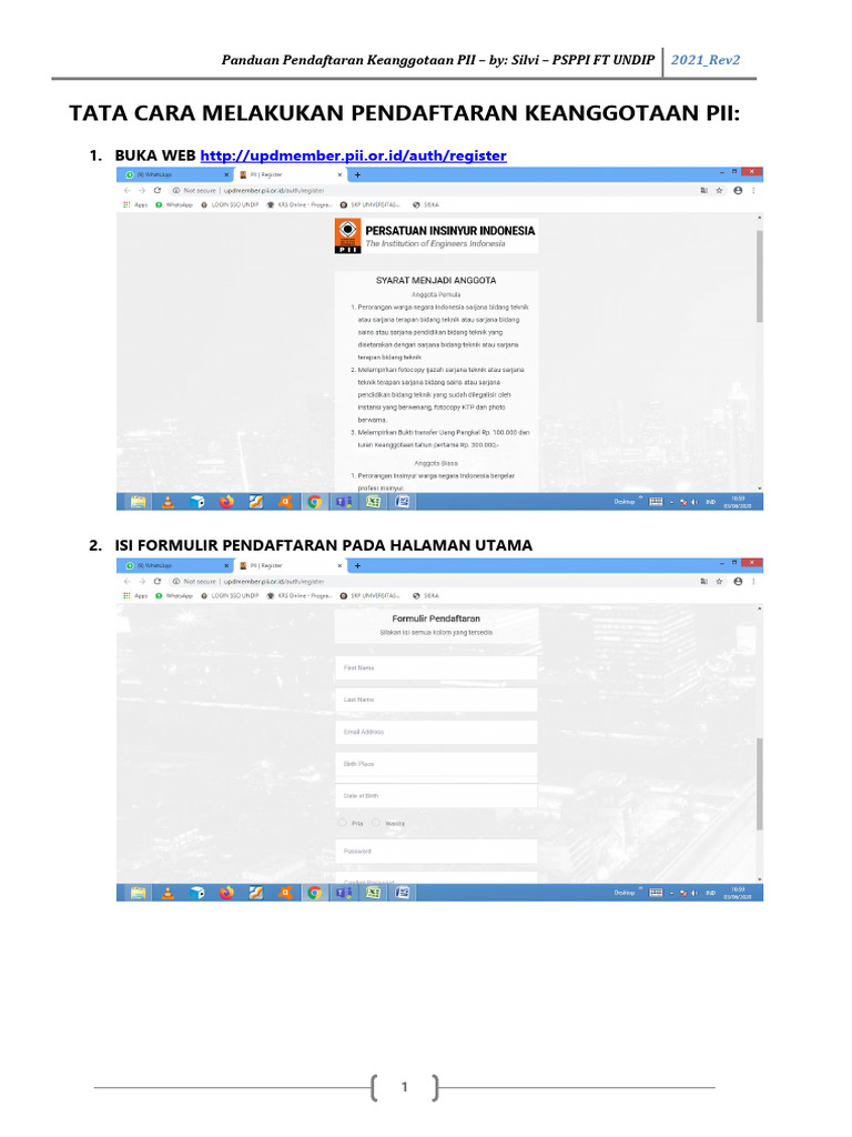Tata Cara Melakukan Pendaftaran Keanggotaan Pii-2021 | PDF