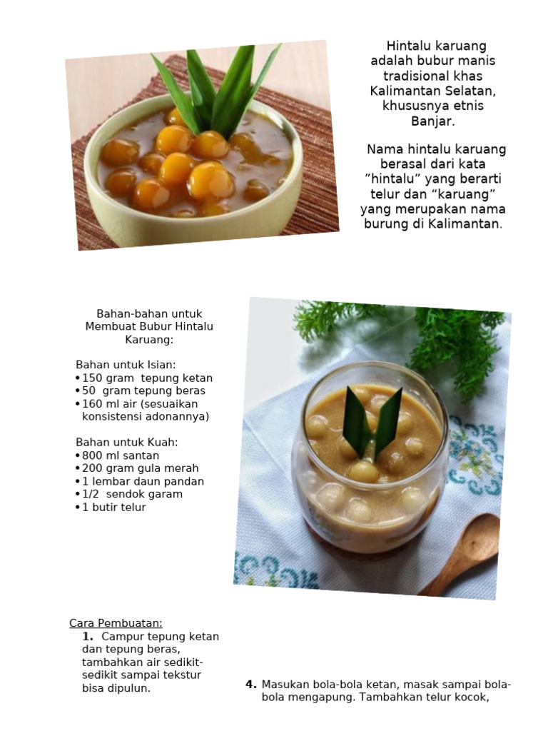 Filosofi dan Resep Bubur Hintalu Karuang | PDF
