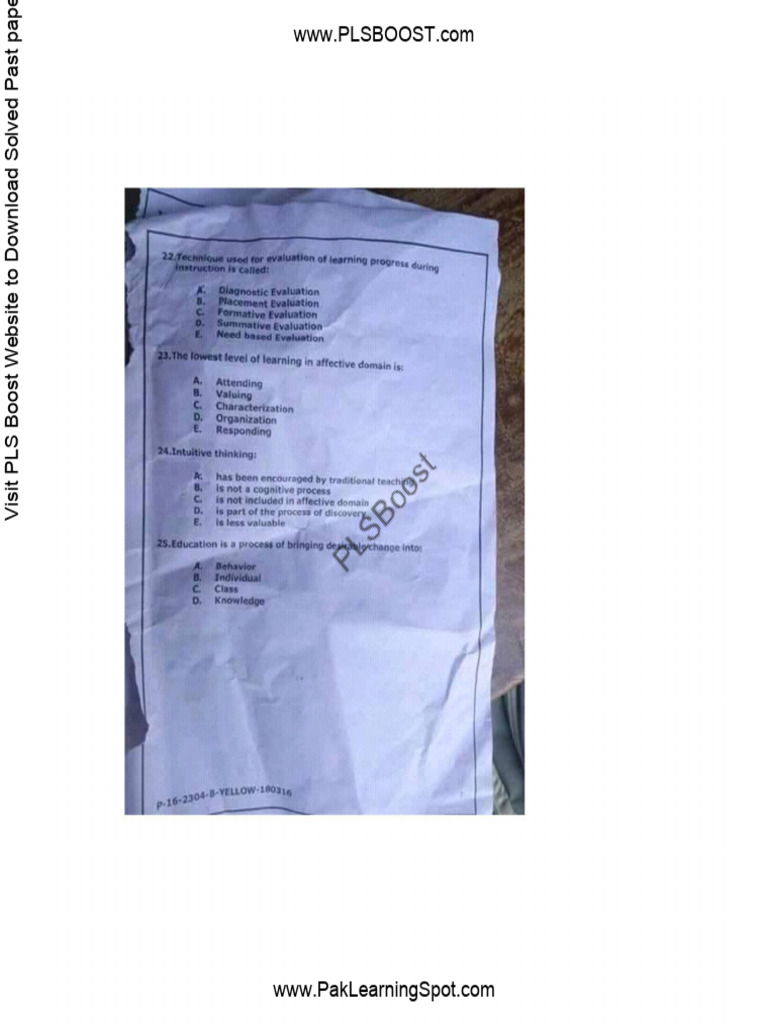 NTS Test Past Papers 1 Pls | PDF