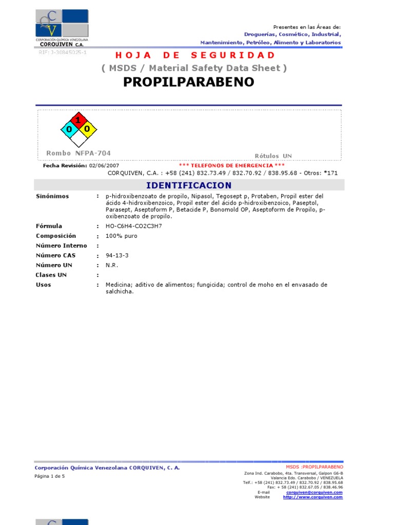 Seguridad del Propil Parabeno Sódico | PDF | Salud y bienestar ...