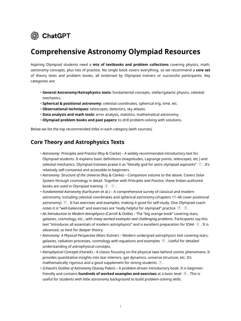 Essential Astronomy Olympiad Resources | PDF | Astronomy | Mathematics