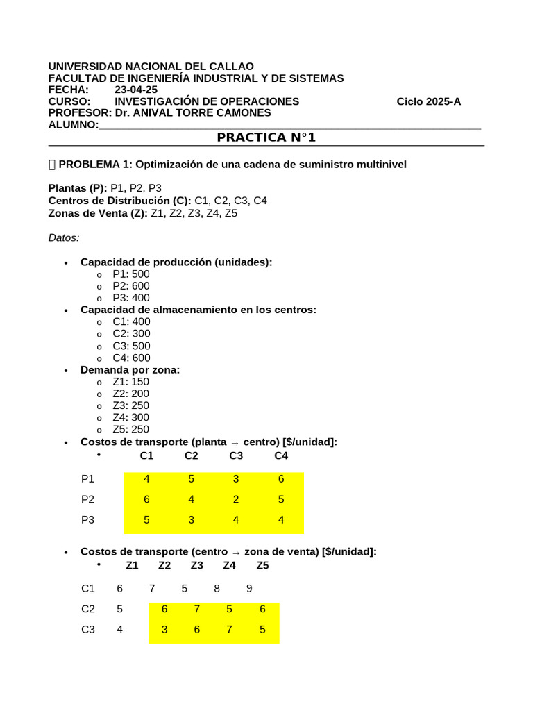 Practica 1 Inv - Operativa 2025 | PDF