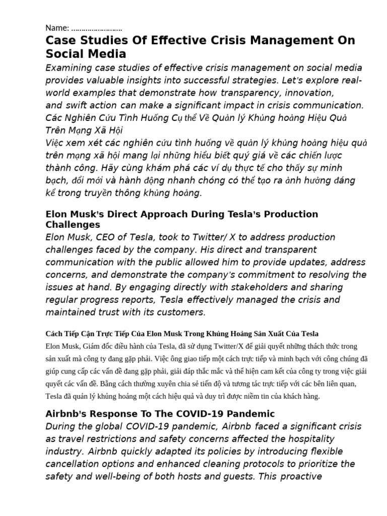 Case Studies of Effective Crisis Management On Social Media | PDF