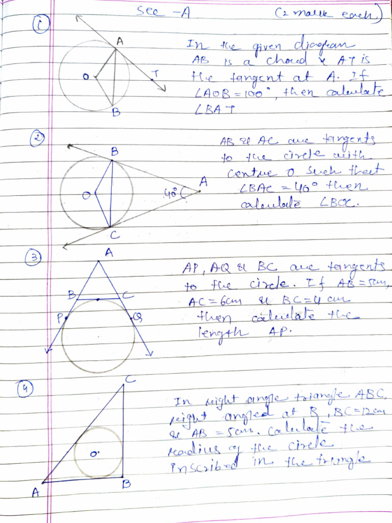 Circles Class 10 | PDF