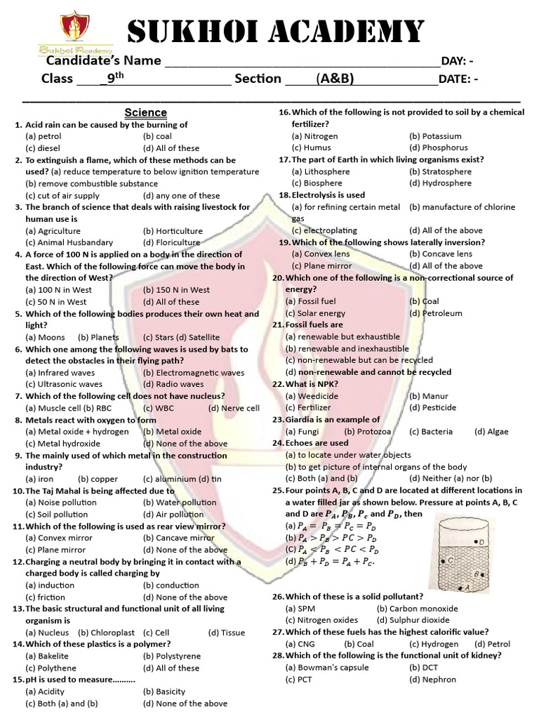 RMS Mock-10 Sec A&b - All Compile File 15-11-2024 | PDF | Combustion ...