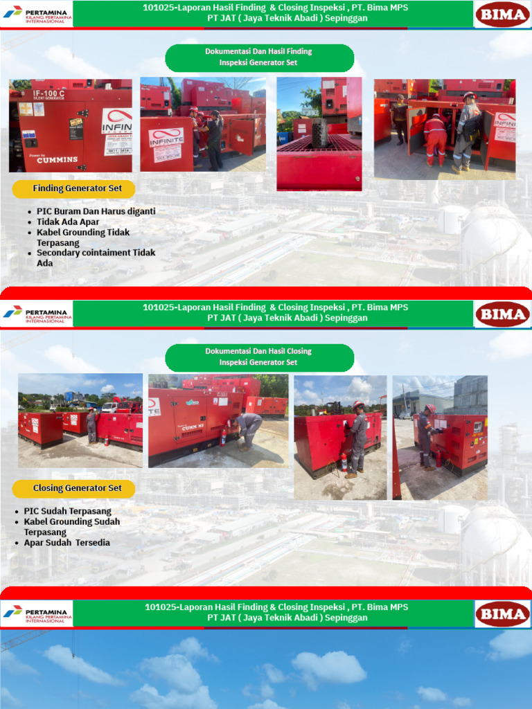 021025-Laporan Inspeksi Generator Set - Bima MPS PT JAT PDF | PDF