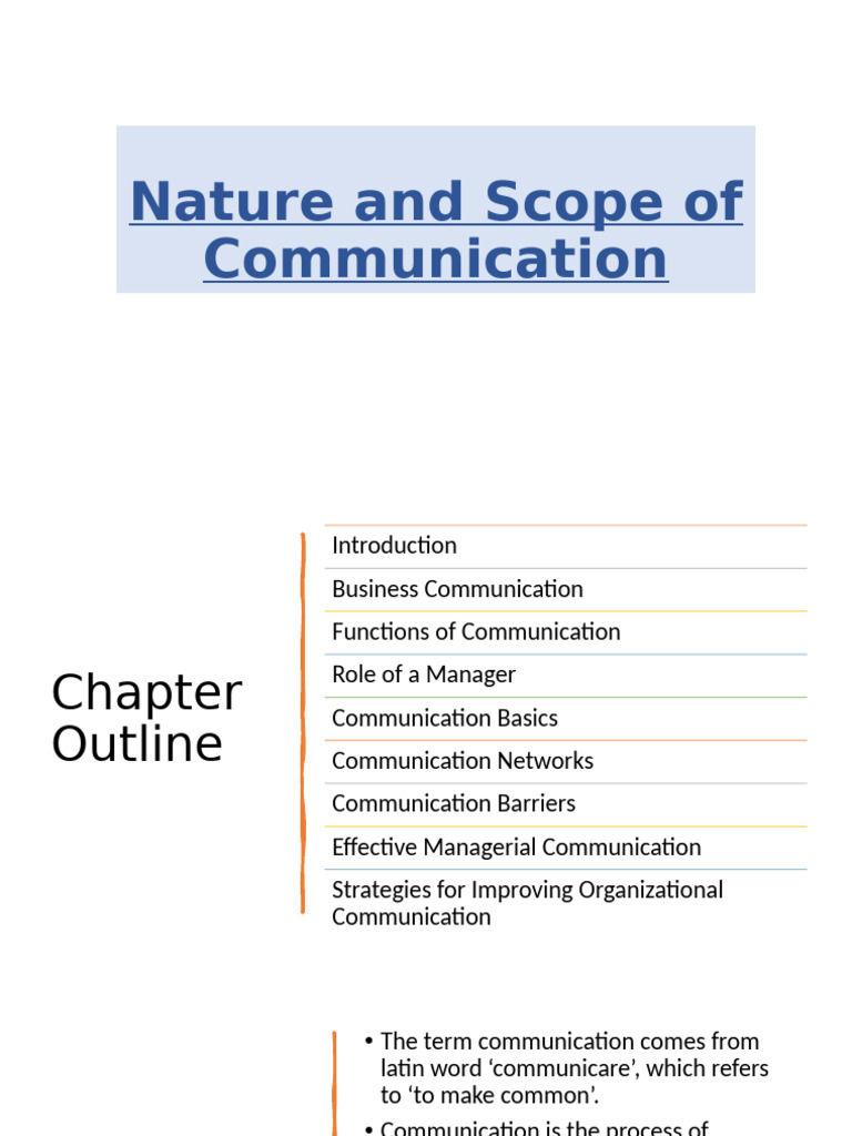 Lecture 1 Nature and Scope of Communication | PDF | Communication ...