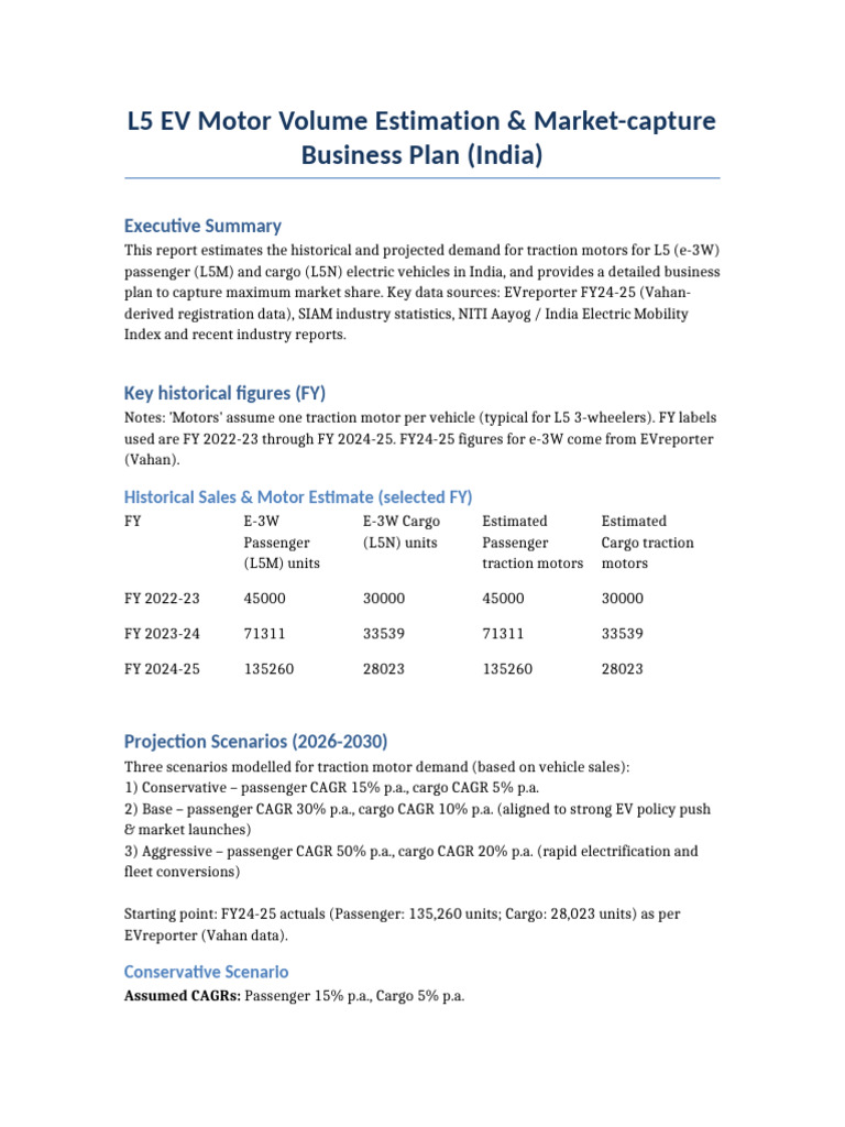 L5 Electric Vehicle Motor Market Plan | PDF | Electric Vehicle | Supply ...