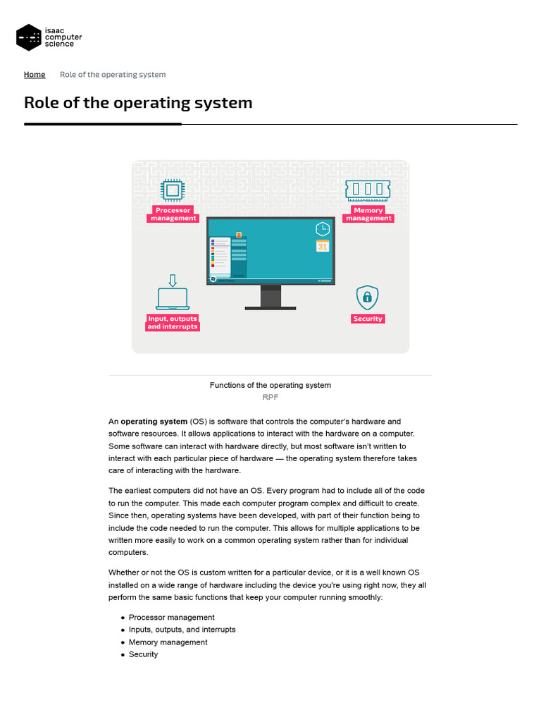 Role of The Operating System - Isaac Computer Science | PDF | Graphical ...