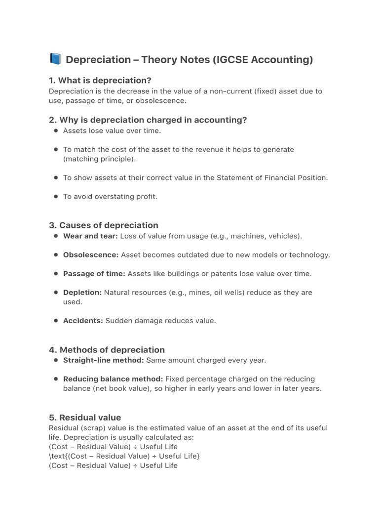 Understanding Depreciation in IGCSE Accounting | PDF