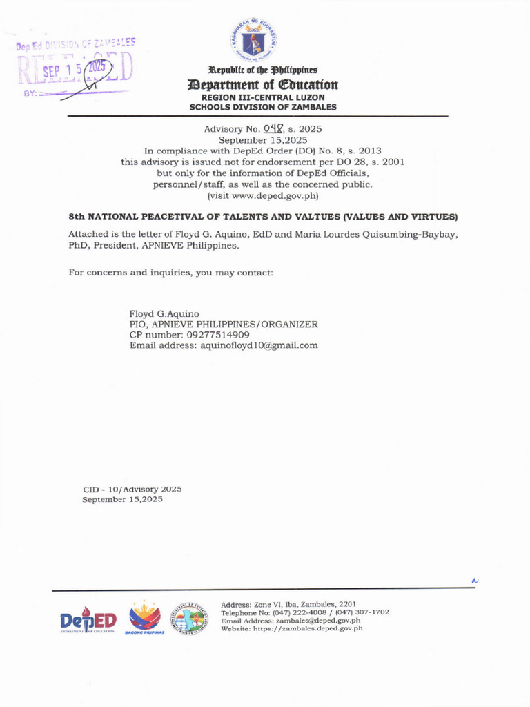 8th National Peacetival of Values | PDF | Value (Ethics) | Mentorship