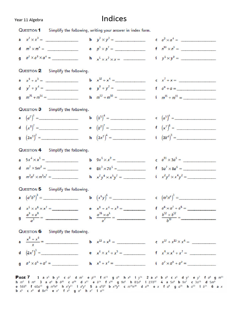 Index Laws | PDF