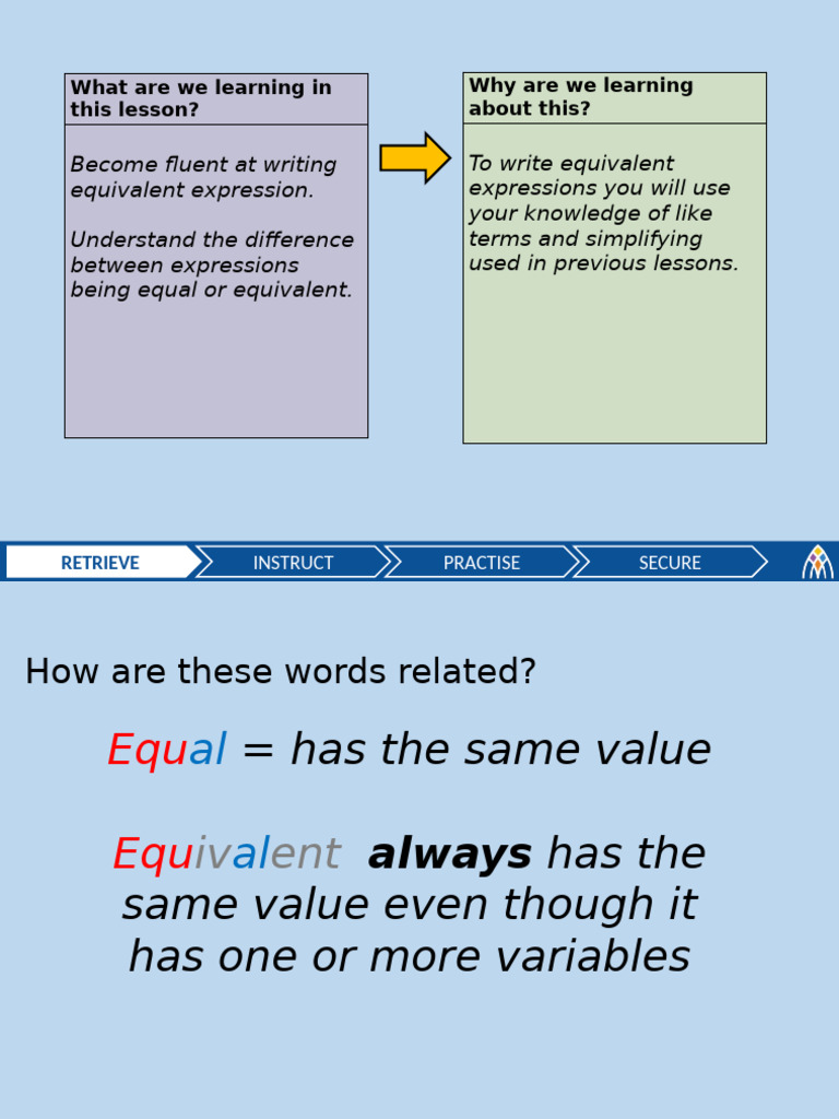 Lesson 7 Equaility and Equivalence | PDF