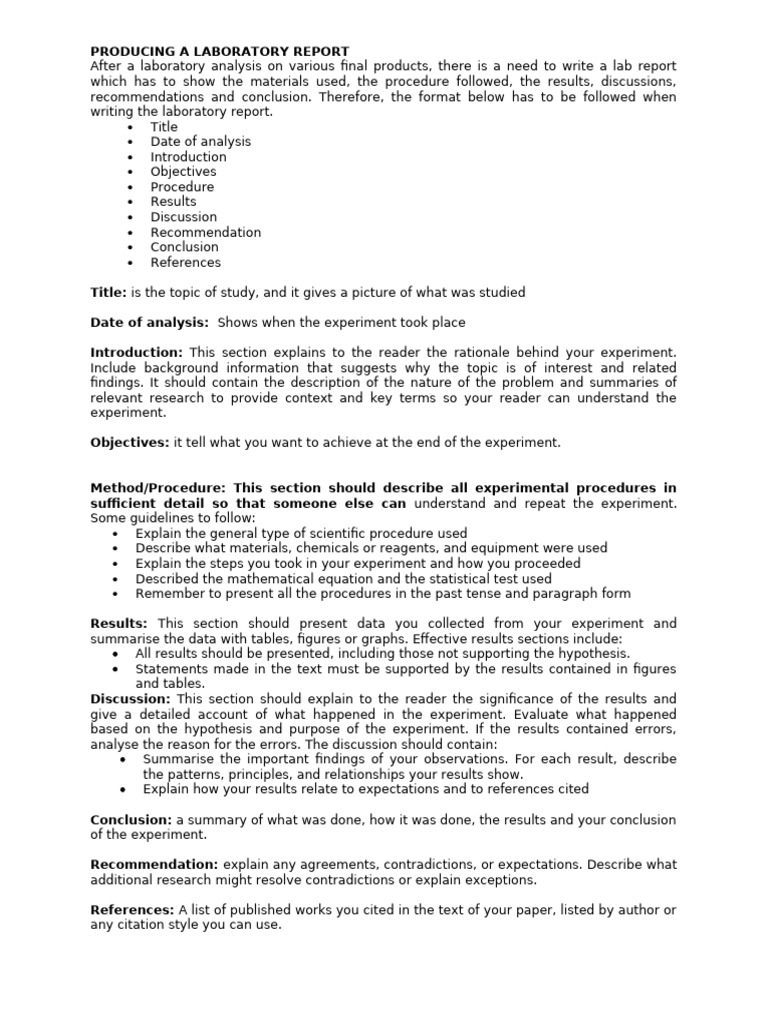 Producing A Laboratory Report April 2025 - 041323 | PDF | Experiment ...