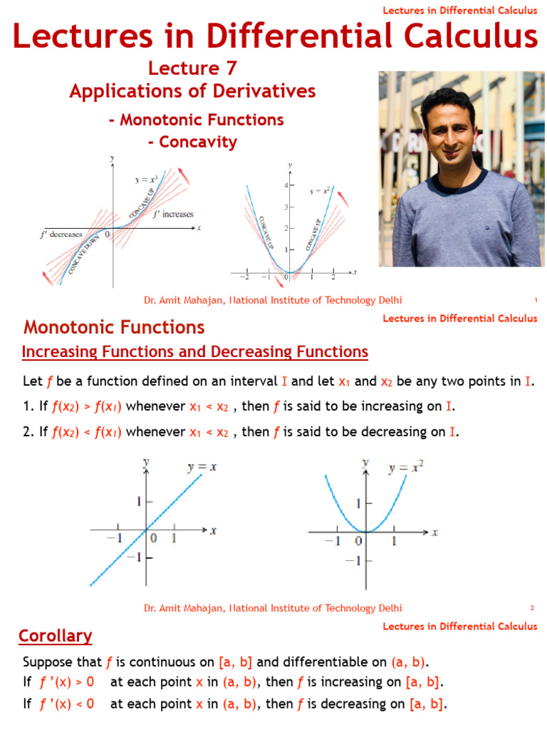 Topic 7 - Monotonic Functions and Concavity | PDF | Differential Calculus | Function (Mathematics)