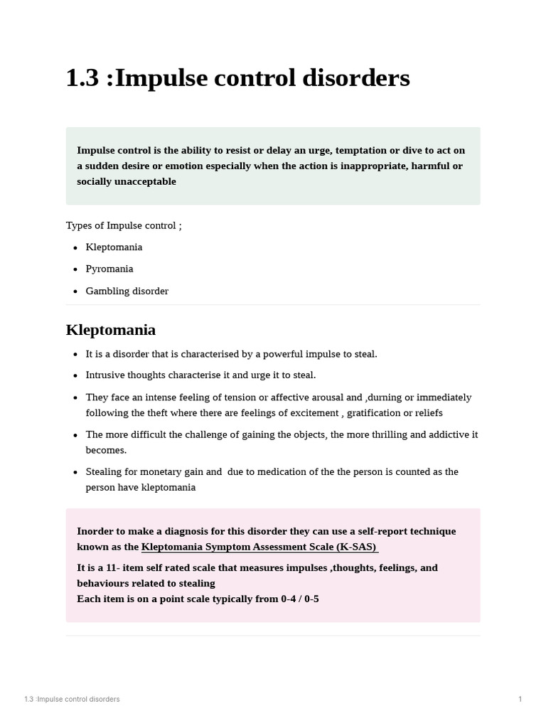 1.3 - Impulse Control Disorders | PDF | Opioid | Reward System