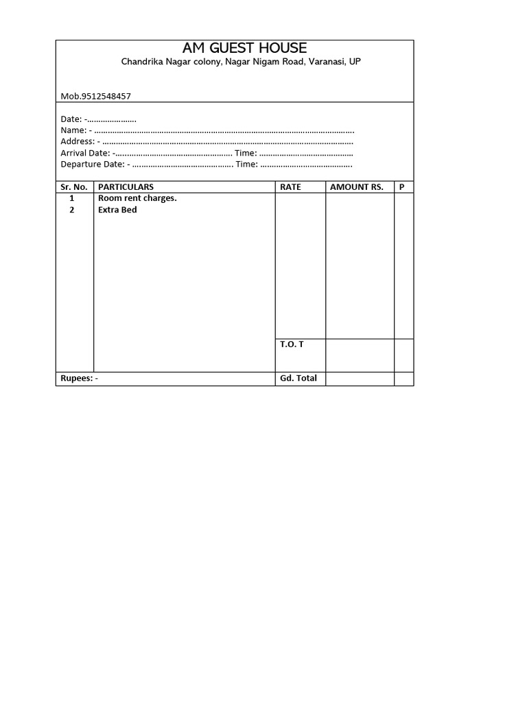 AM Guest House Booking Invoice | PDF