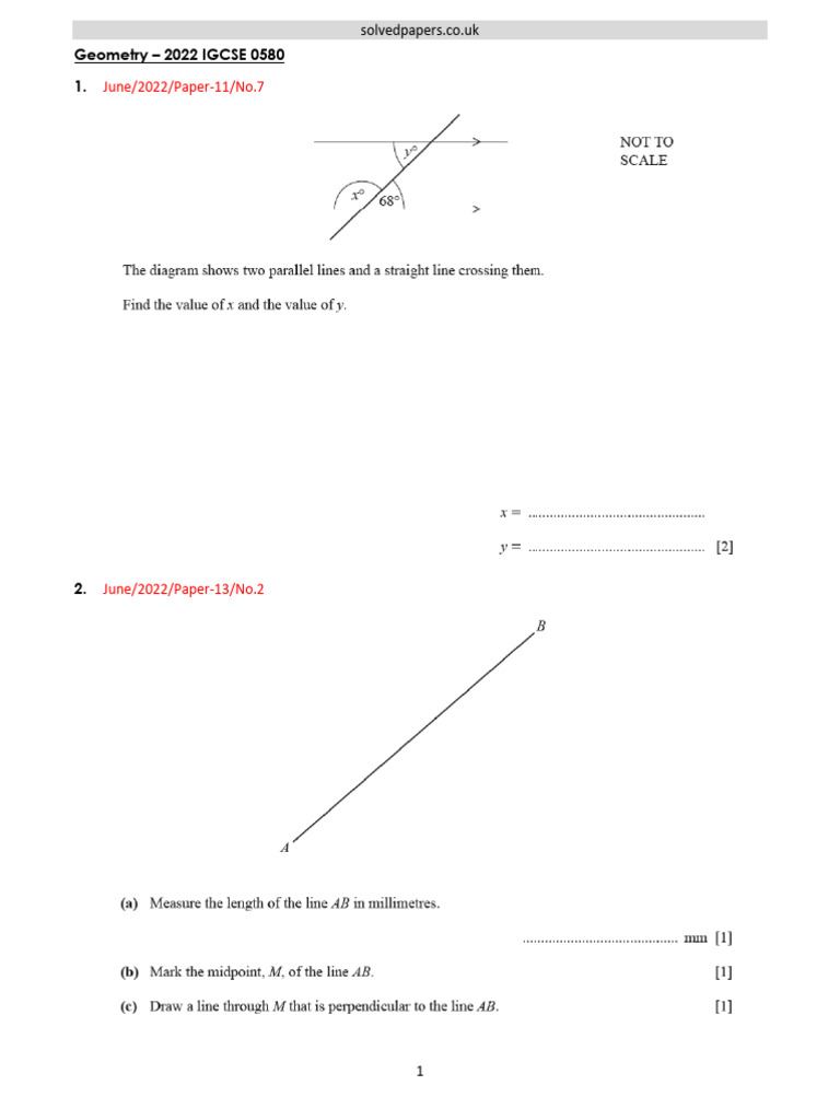 2022 Geometry IGCSE 0580 | PDF