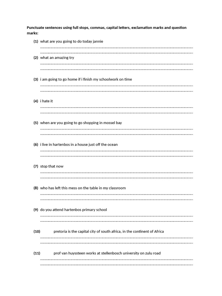 Punctuate Sentences Using Full Stops | PDF | Graphemes | Reference