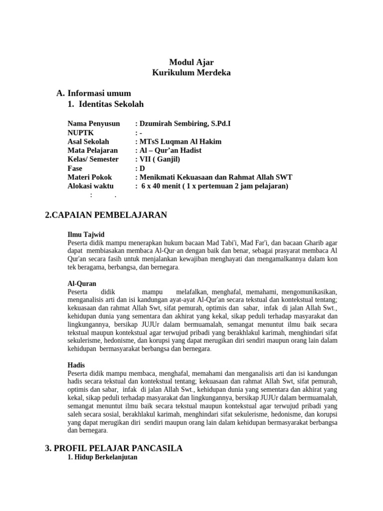 Modul Ajar 2019 Ganjil | PDF