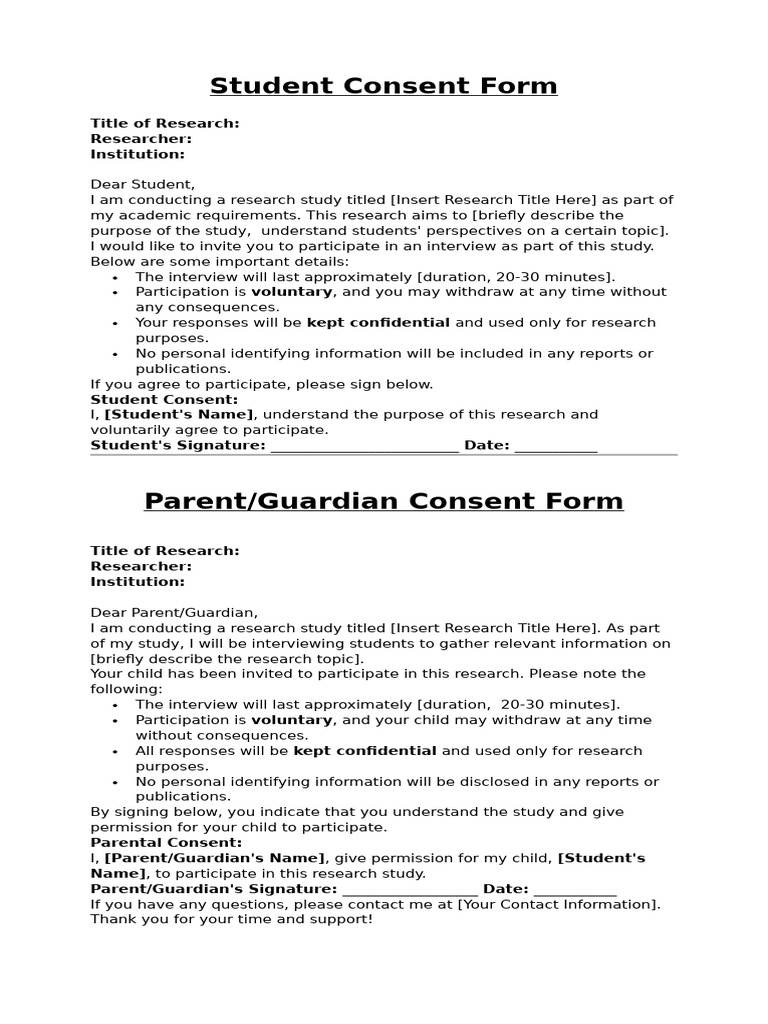 Student Research Consent Form | PDF