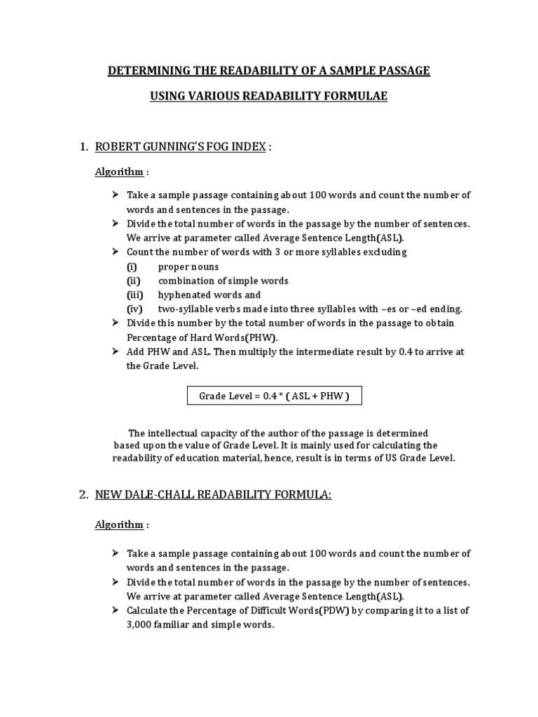 Readability Formulas Guide | PDF | Linguistics | Teaching Mathematics