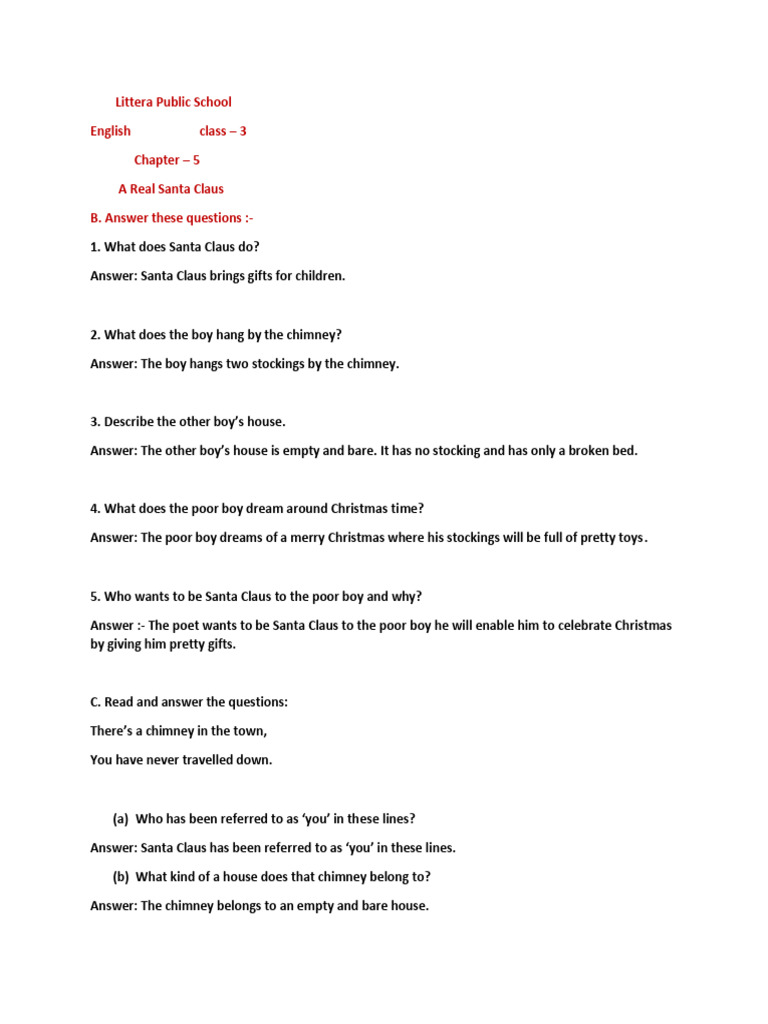 Eng Class 3 CH 5 Questions Answers | PDF
