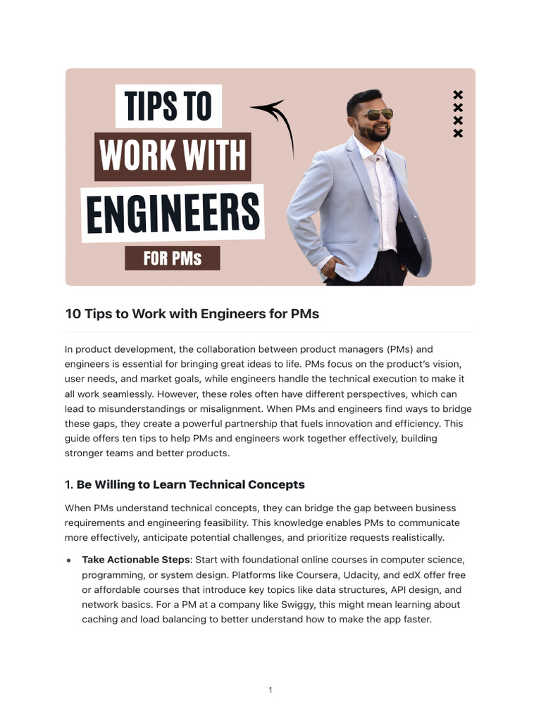 10 Tips To Work With Engineers For PMs | PDF | Educational Technology ...