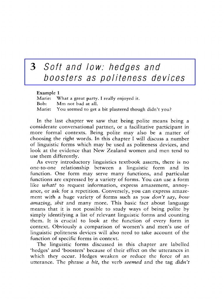 Soft and Low - Hedges and Boosters As Politeness Devices - 25!09!25!12 ...