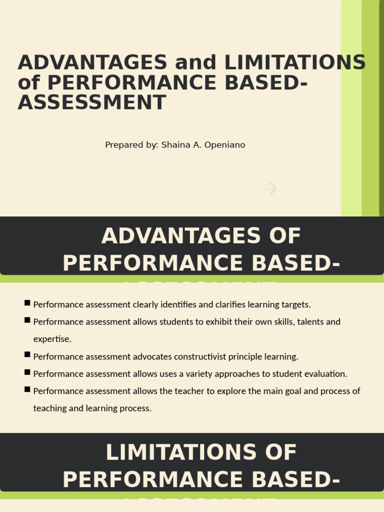 Performance-Based Assessment: Pros & Cons | PDF | Educational ...