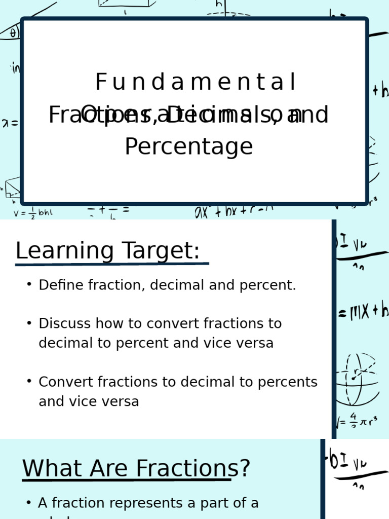Fundamental Operations On Fractions Decimals and Percentage | PDF ...