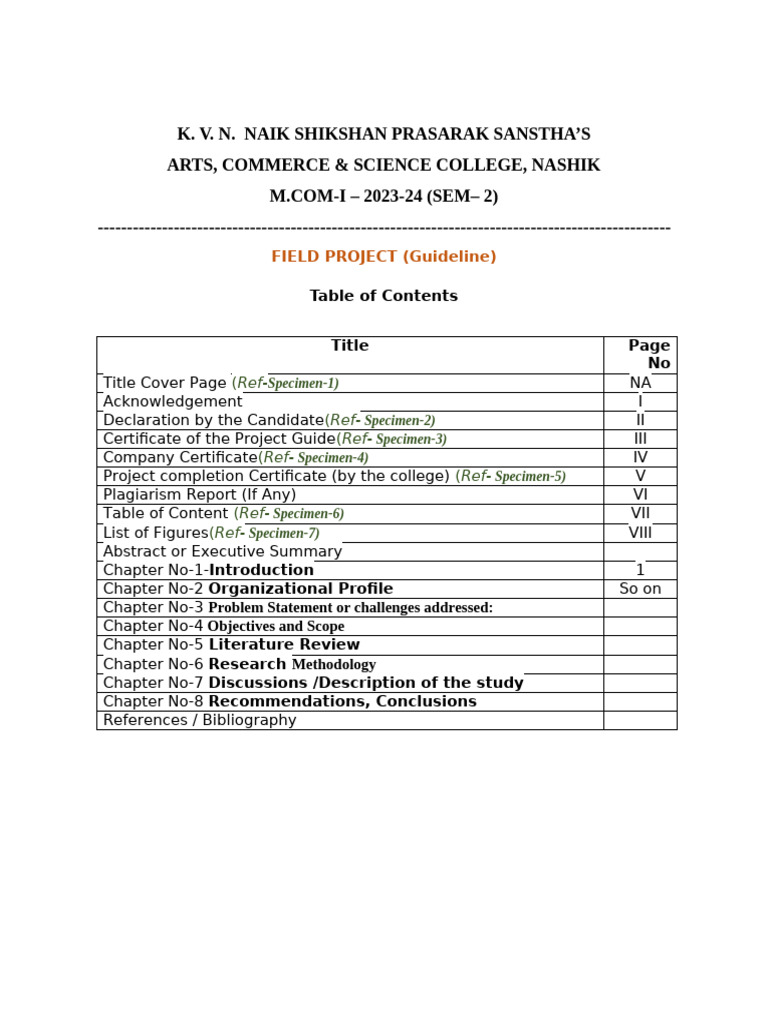 M.Com Field Project Guidelines 2023-24 | PDF | Corporate Social ...