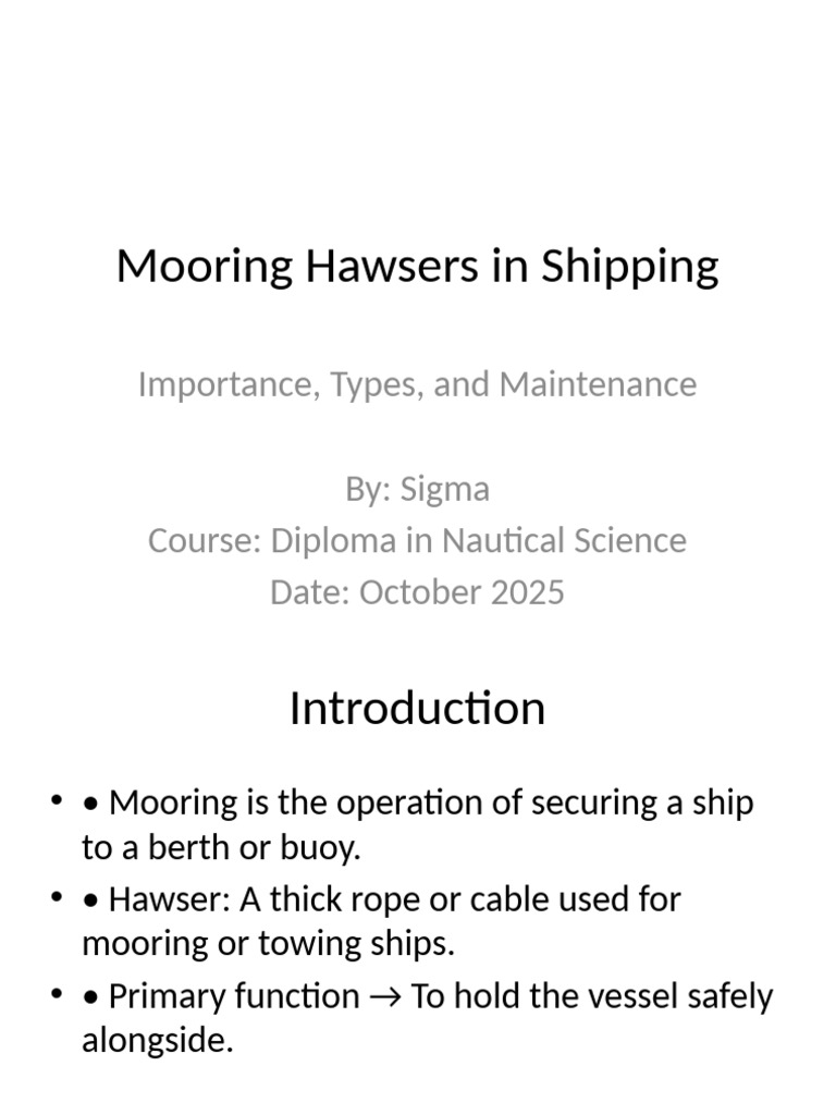 Importance of Mooring Hawsers | PDF
