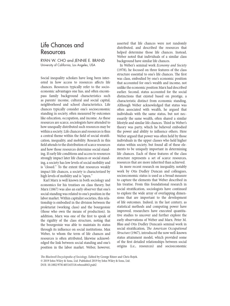 Impact of Resources on Life Chances | PDF | Social Mobility | Social ...