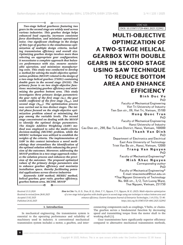 Optimize Two-Stage Helical Gearbox Efficiency | PDF | Mathematical ...