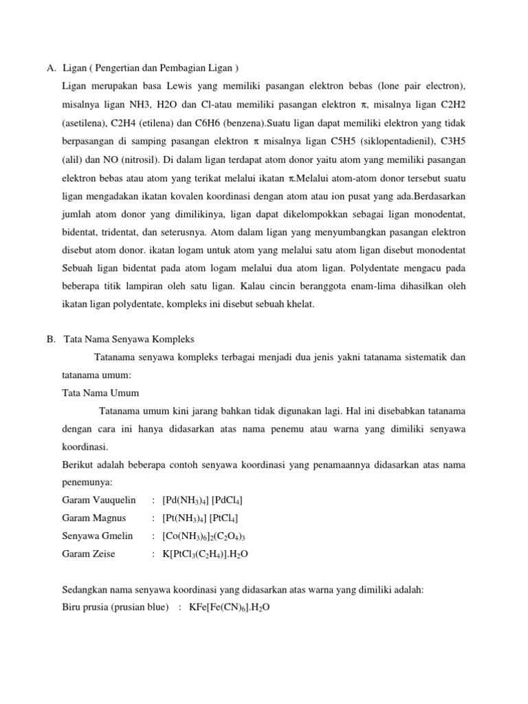Tatanama dan Jenis Ligan Kimia | PDF