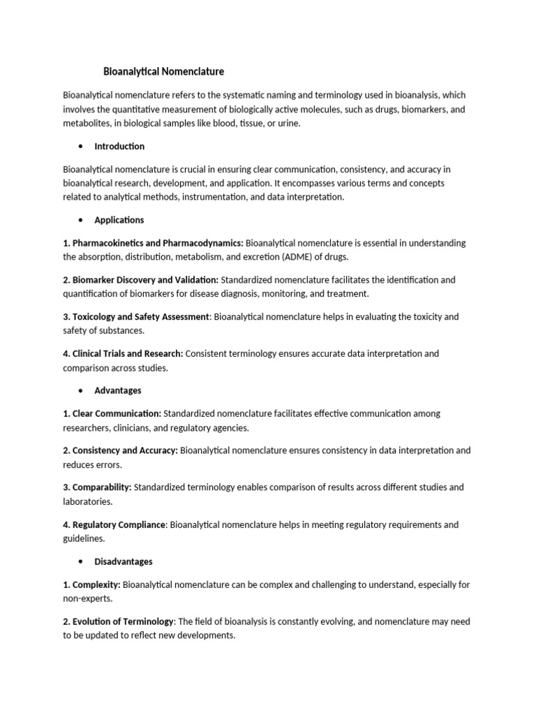 Bioanalytical Nomenclature Overview | PDF | Assay | Macromolecules