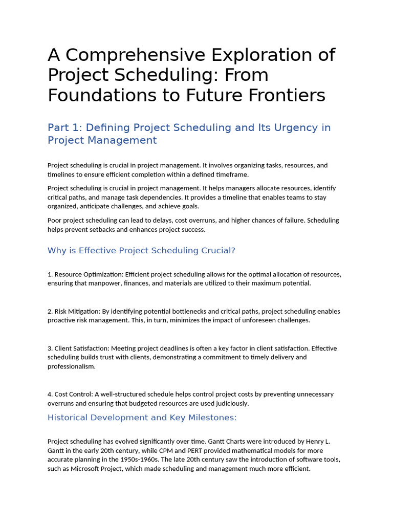 Project Scheduling: Essentials & Future Trends | PDF | Project ...
