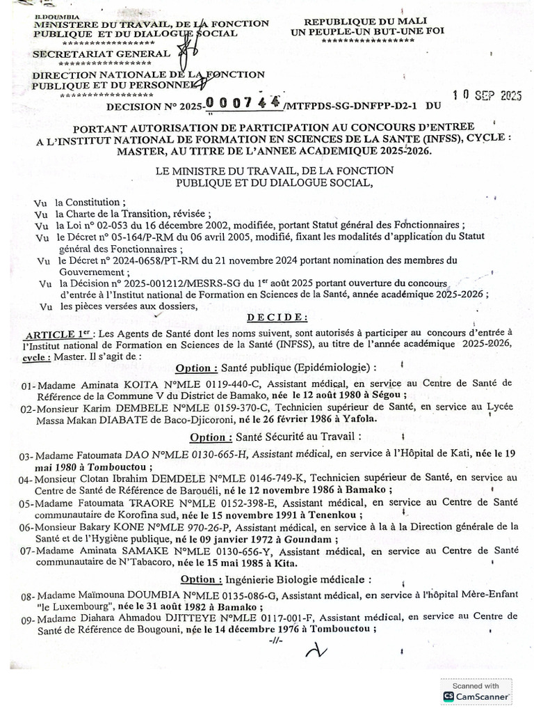 Autorisation Liste de Tête Aminata Koita | PDF