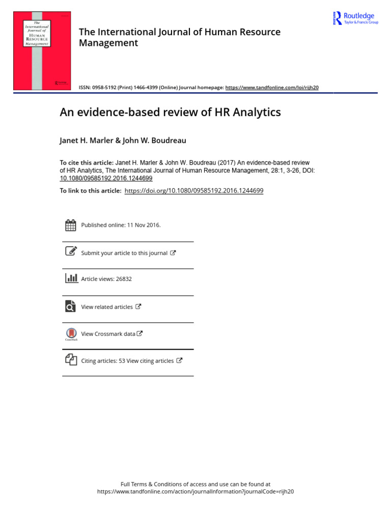 An Evidence Based Review of HR Analytics | PDF | Analytics | Human Resource Management